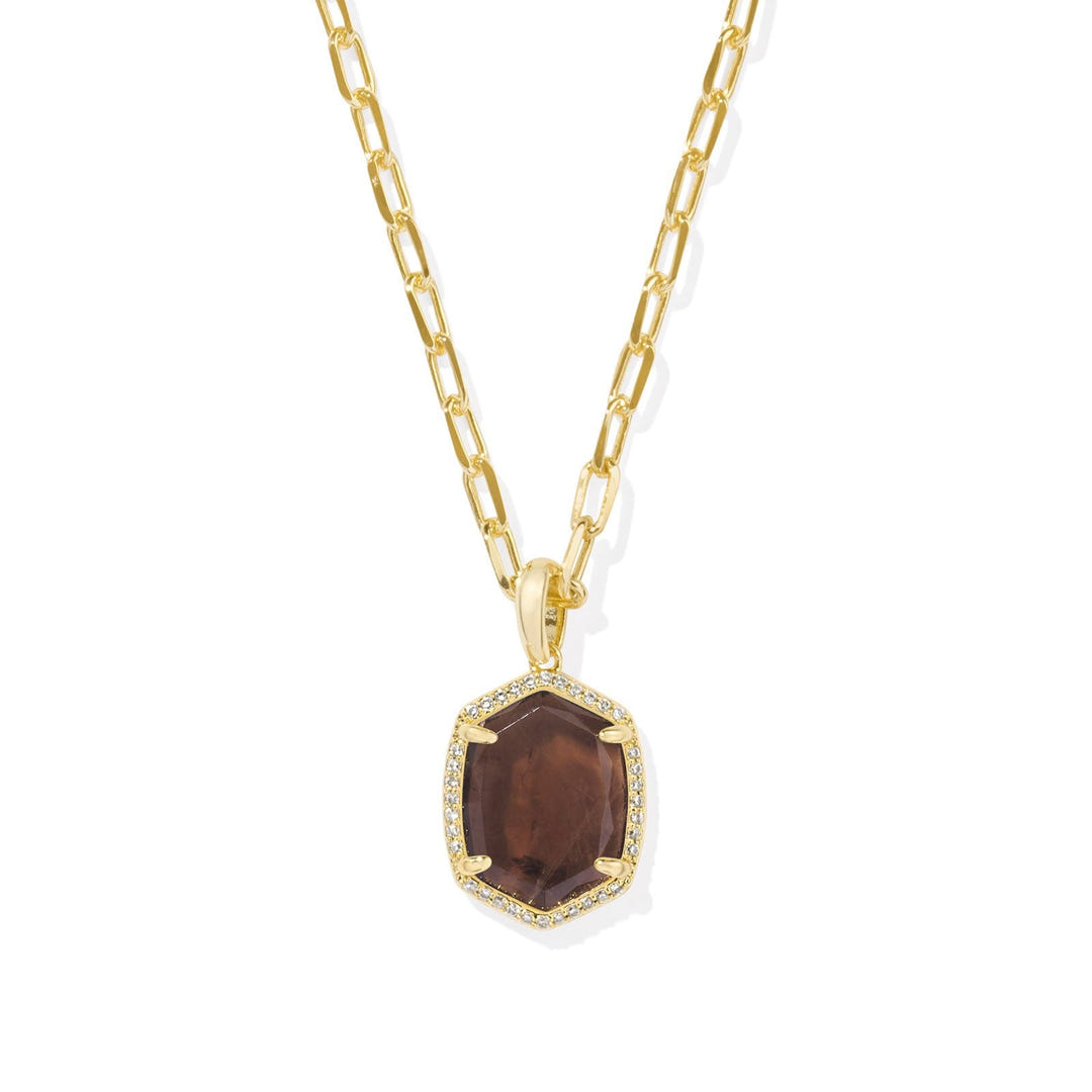 Daphne Pave Frame Short Pendant Necklace in Smoky Quartz – Rocksbox