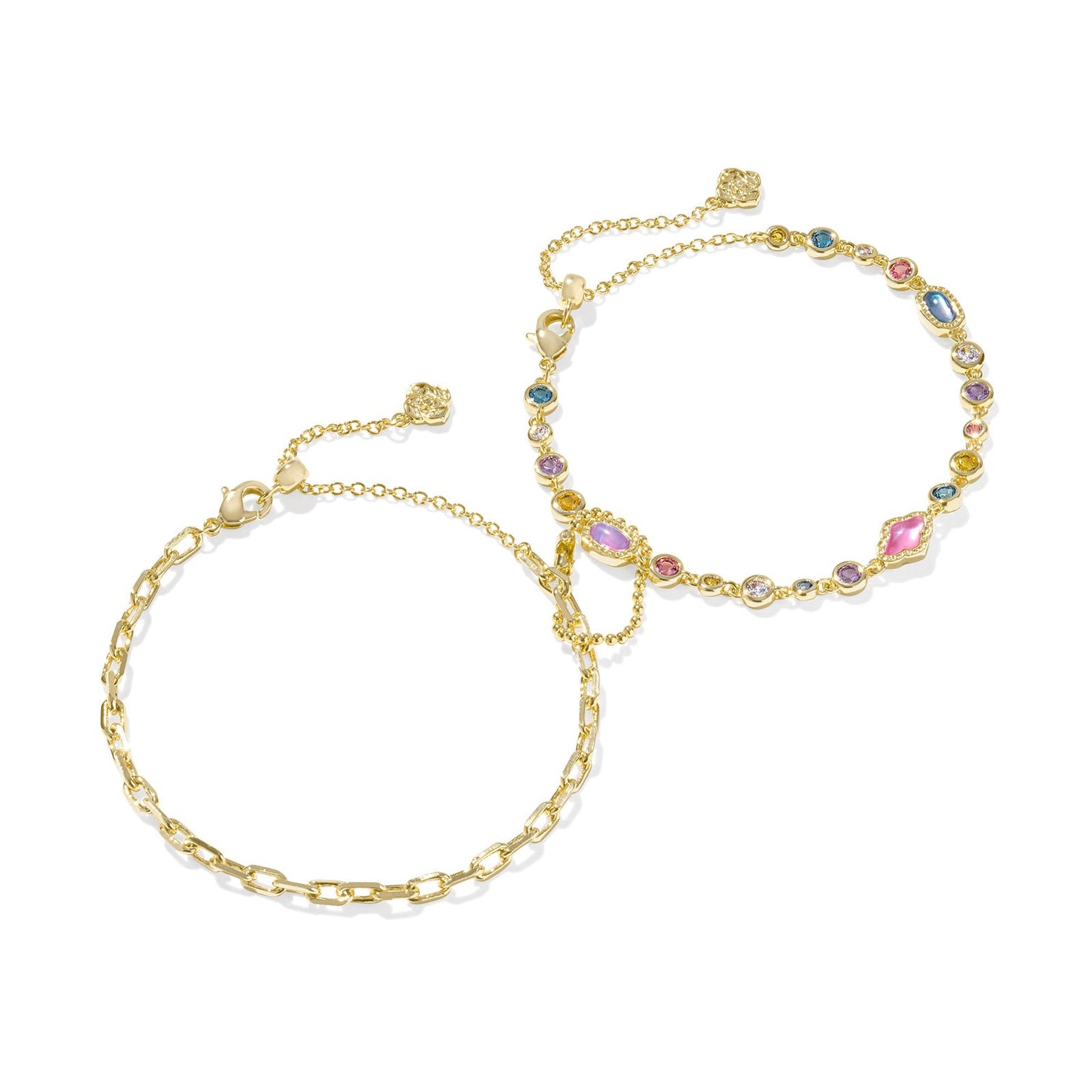 Mini Elisa Abbie Set of 2 Chain Bracelets in Gold & Multi Mix – Rocksbox